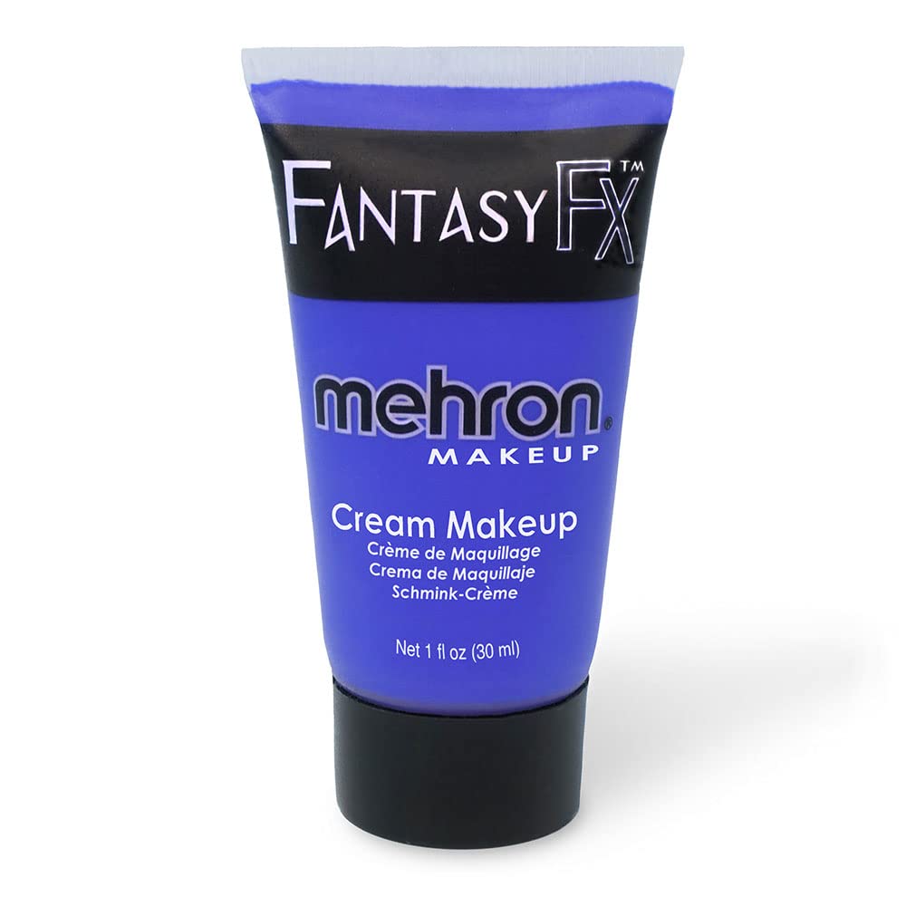 Mehron Makeup Fantasy FX Cream Makeup | Water Based Halloween Makeup | Blue Face Paint & Body Paint For Adults 1 fl oz (30ml) (Blue)