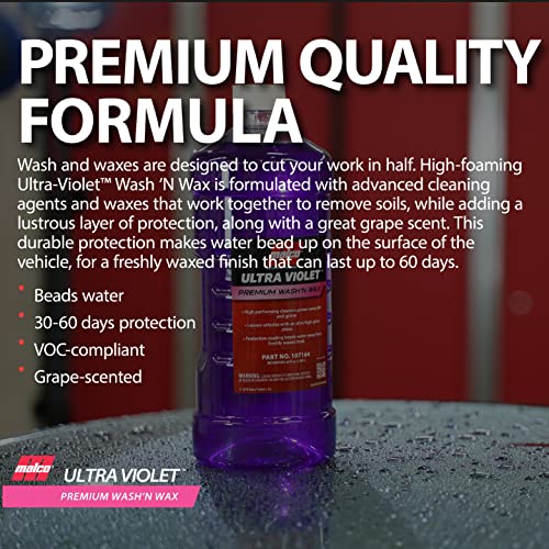 Malco Ultra Violet Premium Wash'n Wax β Best 2-in-1 Car Wash and Wax/Cleans and Provides A Durable, High-Gloss Shine in One Fast and Easy Step / 64Oz. (107164)