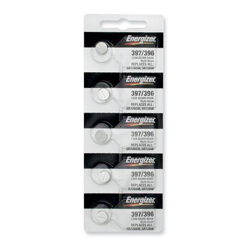 Energizer Silver Oxide Watch Battery 397/396 Button Cell, Pack of 5