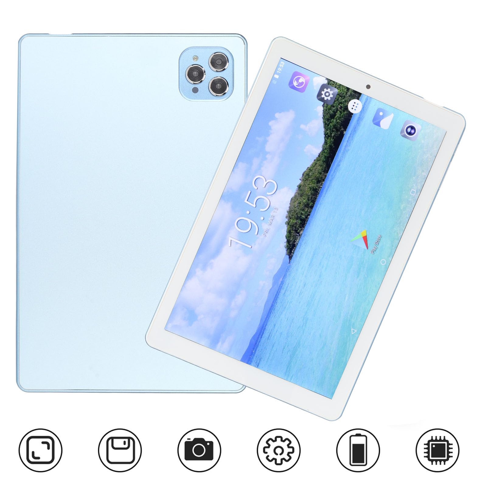 Acogedor 10.1 Inch 2 in 1 Tablet,11.0, 5G WiFi, 4GB RAM 64GB ROM, 1920X1200 HD Touch Display, Dual Speakers, 8800mAh Battery (US Plug)