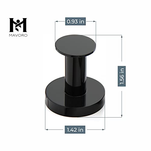 Mavoro Strong Magnetic Hooks for Hanging Coats and Bags. Set of 4 Black Magnet Hooks Heavy Duty Magnets, Neodymium 52 Rare Earth Magnets. Push Pin Style Magnet Hook for Refrigerator, Locker etc