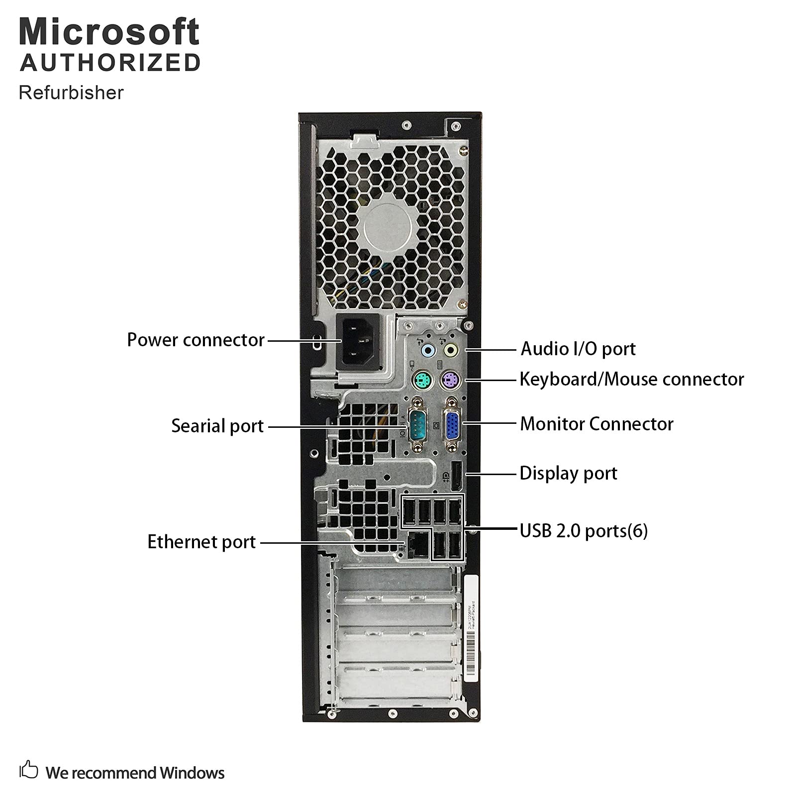 HP Elite Desktop PC, Intel Core i5 3.1 GHz, 8 GB RAM, 500 GB HDD, Keyboard/Mouse, WiFi, 17in LCD Monitor (Brands Vary), DVD-ROM, Windows 10, (Upgrades Available) (Renewed)