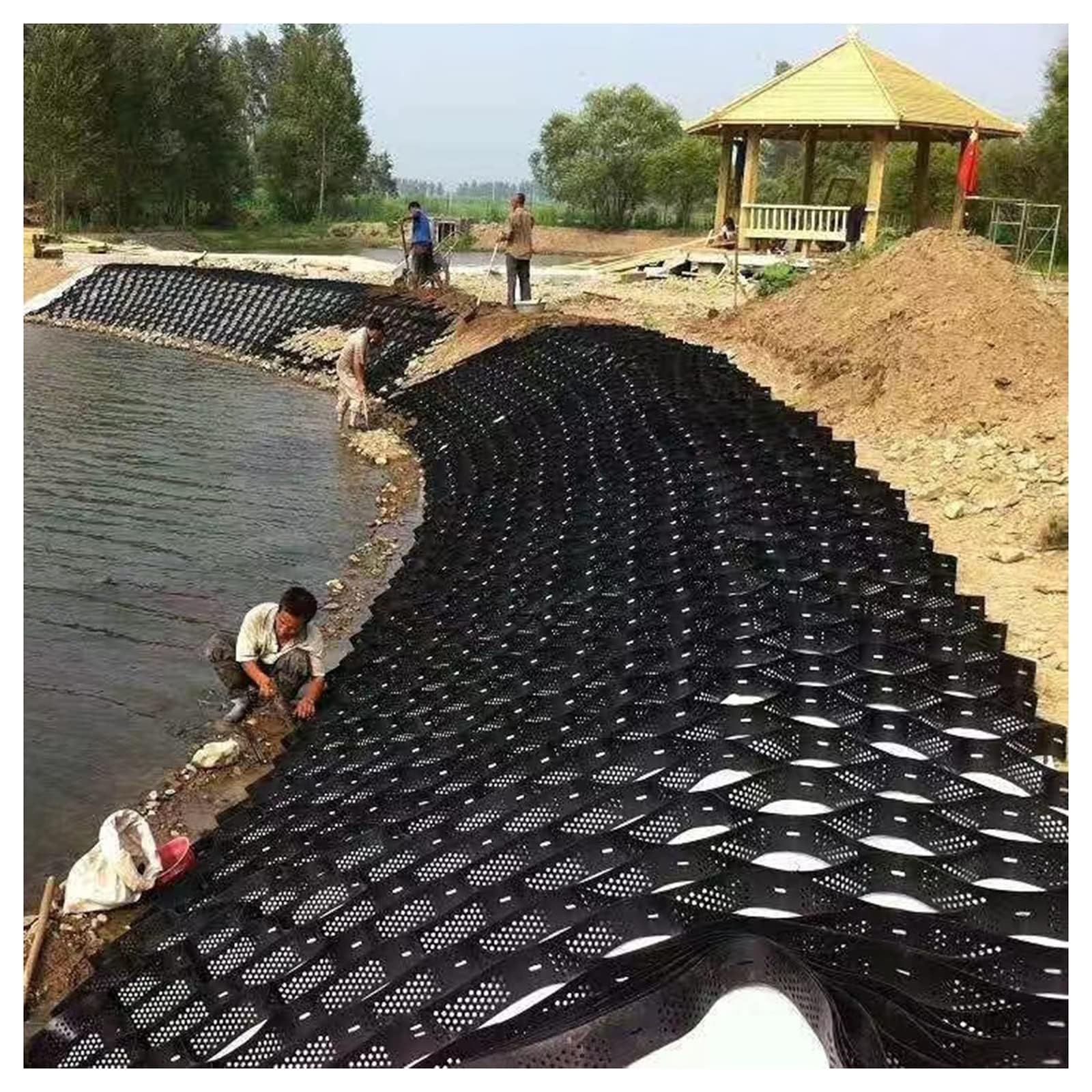 Anbomom Sidewalks Ground Grid Stabilizer 2 Inch for Gravel/Cement/Sand,Cuttable Geo Grid Paver for Garden, Shed Base, Driveway & Patios, Filled Load 3000KG (Color : W x L, Size : 1m x 1m (3.3 X3ft))