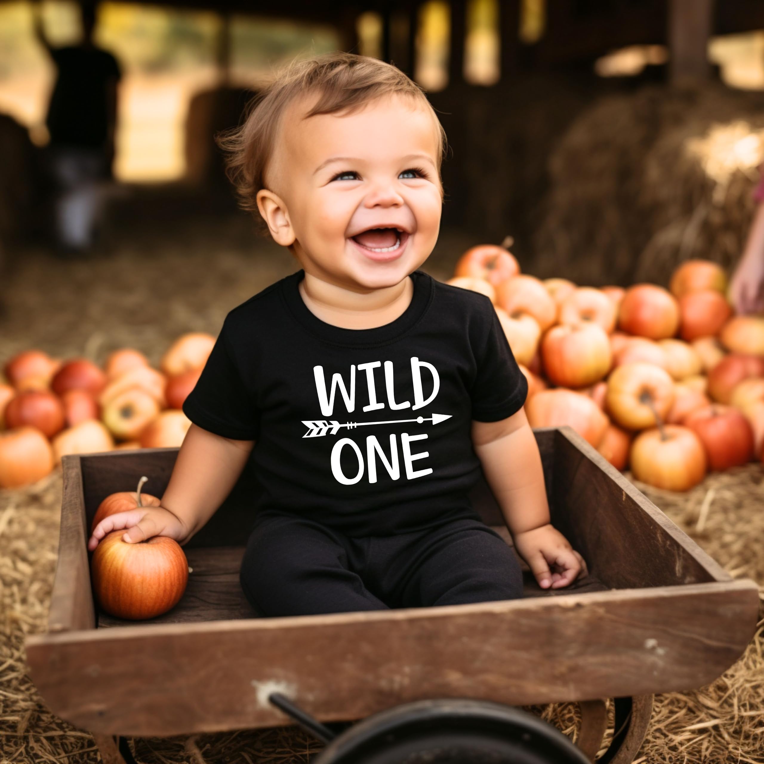 Wild One Boys 1st Birthday Shirt for Baby Boys First Birthday Outfit Black Shirt 18 Months