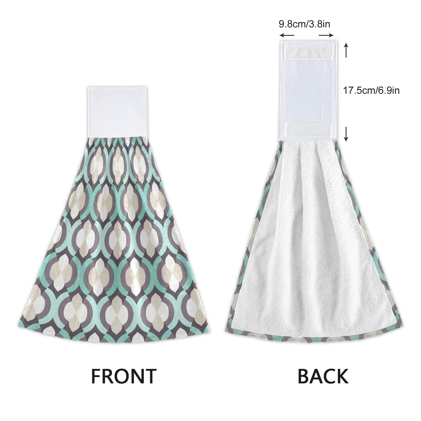 ALAZA 2 Pcs Kitchen Towel, Floral Moroccan Quatrefoil Absorbent Towel Hanging Towel Hand Towel