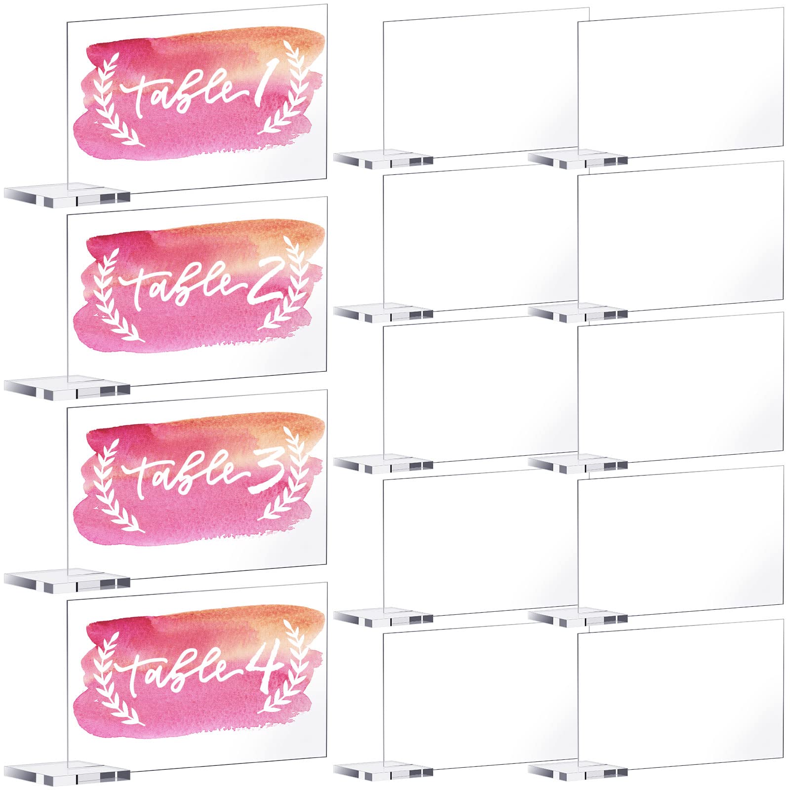 48 Clear Acrylic Place Cards Mini Clear Acrylic Table Place Card Acrylic Signs for Wedding Blank Plate Seating Chart Card for Table Numbers Sublimation Handwritten Name DIY Decor(Hexagon Style)