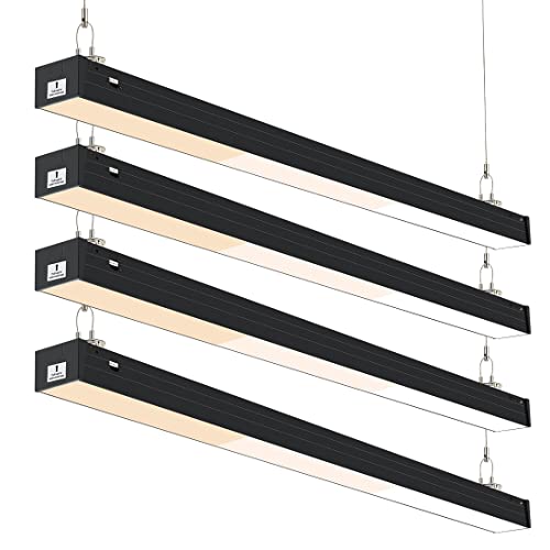 DAKASON 4FT Linkable LED Linear Light, 40W Replacing 120W, 3000K/4000K/5000K CCT Selectable, Commercial Linear Lighting Fixture for Office, Dimmable Suspended Lighting for School, Market, 4 Pack