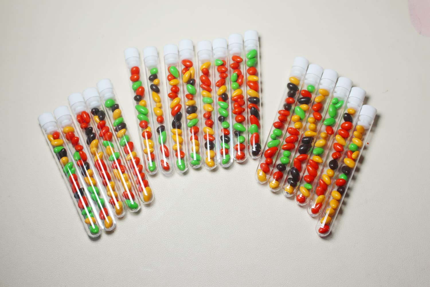 JOYYU 12x100mm 8ml Clear Plastic Test Tubes with Caps for Scientific Experiments, Easter, Scientific Themed Kids Birthday Party Supplies, Eyelash Brushes/Candy Storage(50 Pack)