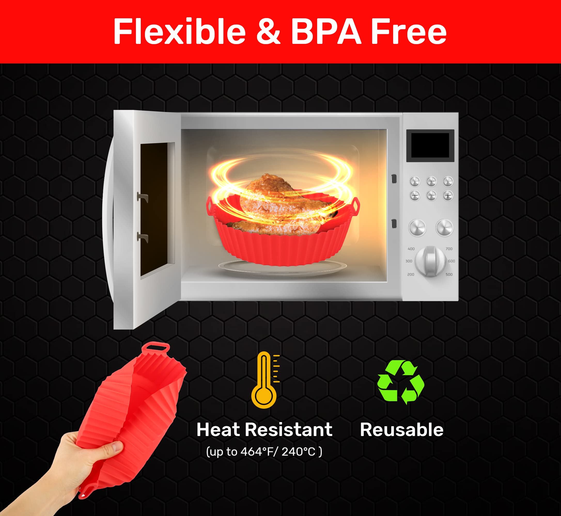 8inch Silicone Reusable Air Fryer Liner Non-stick Airfryer Pot Air Fryer Accessories Dishwasher Safe Baking Parchment (pink)