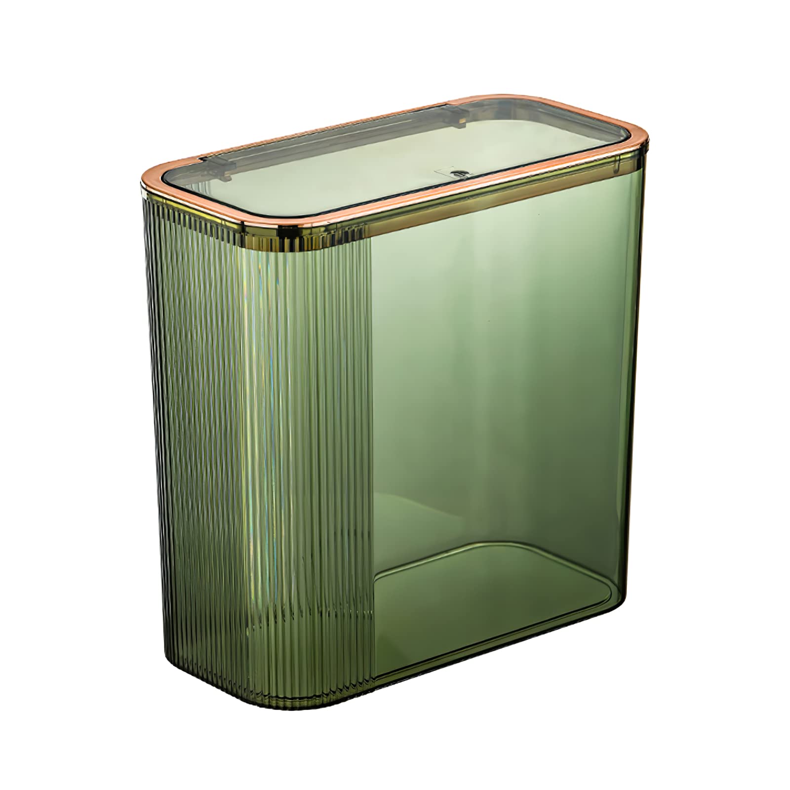 Aiabaleaft Transparent Trash can Wastebasket, Bathroom Trash Can with Lid, 3.5 Gallon Kithen Garbage Can for Bathroom, Bedroom, Kitchen, Office, Craft Room (Transparently Green)