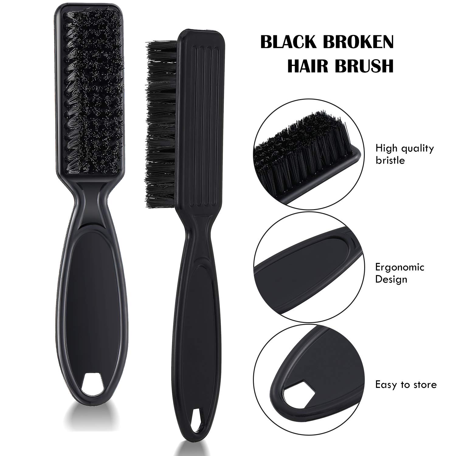 4 Pieces Hairdressing Brush Tools, Includes 2 Pieces Barber Blade Cleaning Brush Clipper Cleaning Nylon Brush and 2 Pieces Neck Duster Brush Hair Sweep Brush for Hair Styling, Black