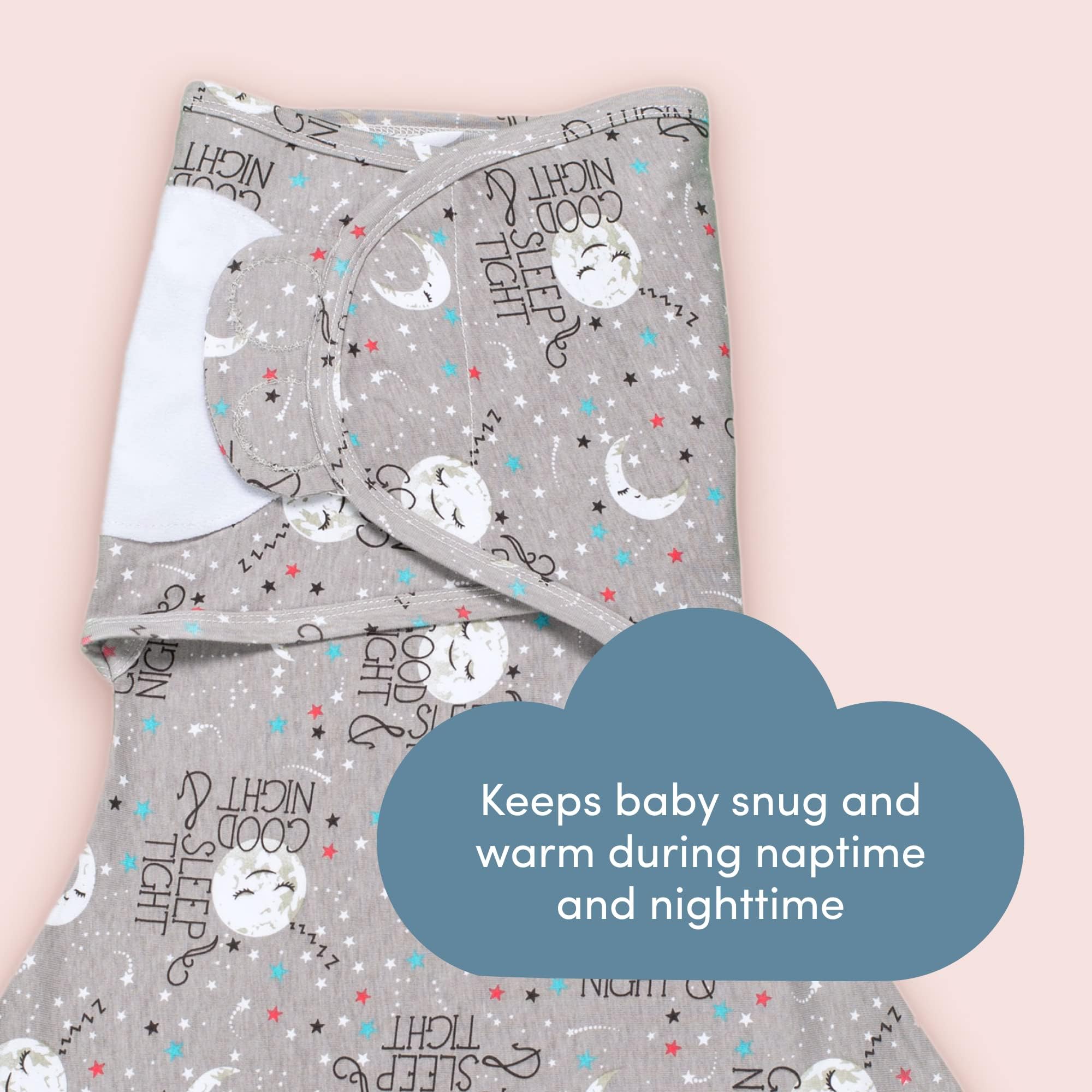 SleepingBaby Zippy Swaddle - Baby Swaddle Blankets with Convenient Bottom Zipper - Goodnight Moon - Medium/Large - 2 Pack