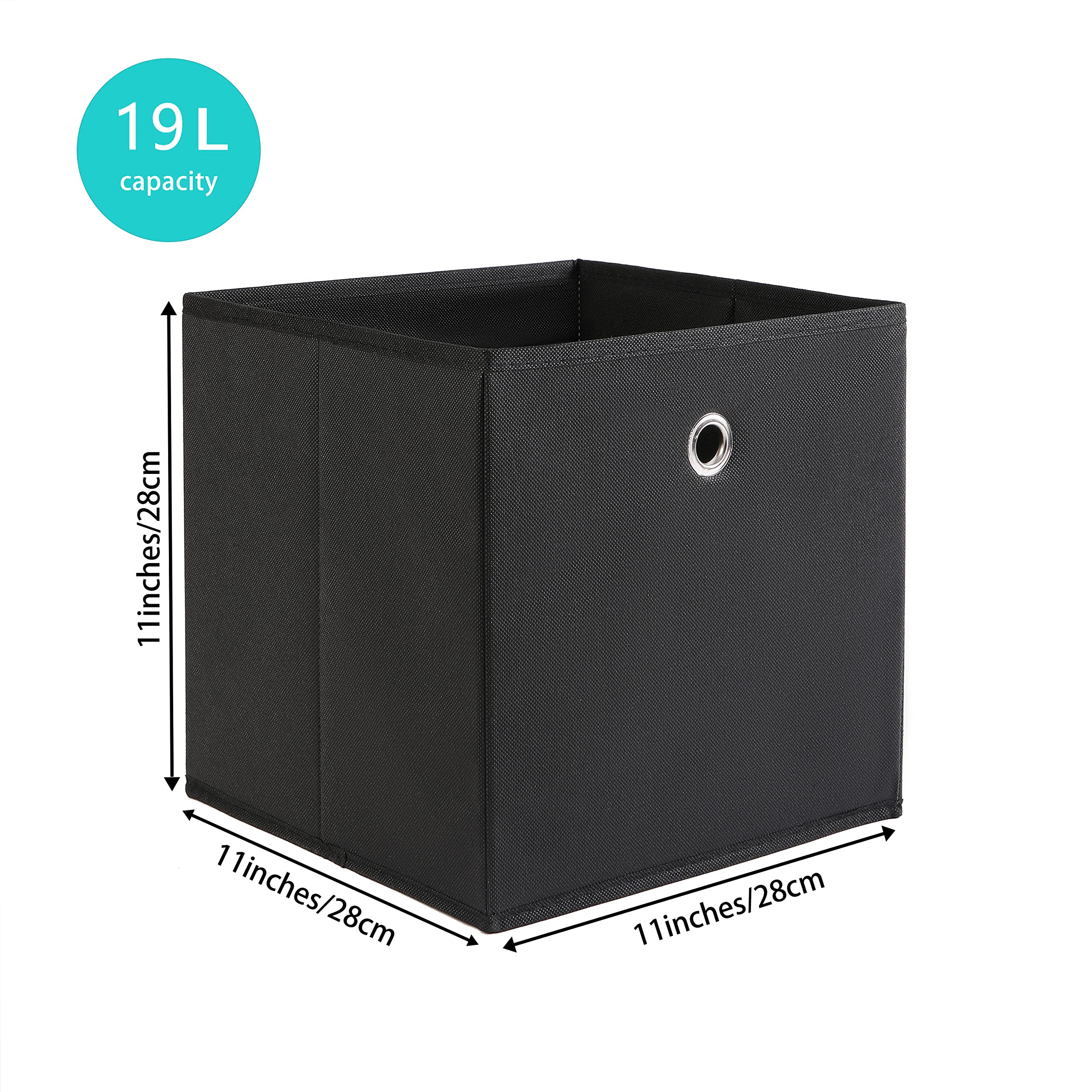 Rabtero Foldable Storage Cubes, Collapsible Cloth Storage Bin, Non-woven Fabric Cube Storage Organizer, Open Home Storage Bins-11 inches, Navy Blue, Set of 3 Packs