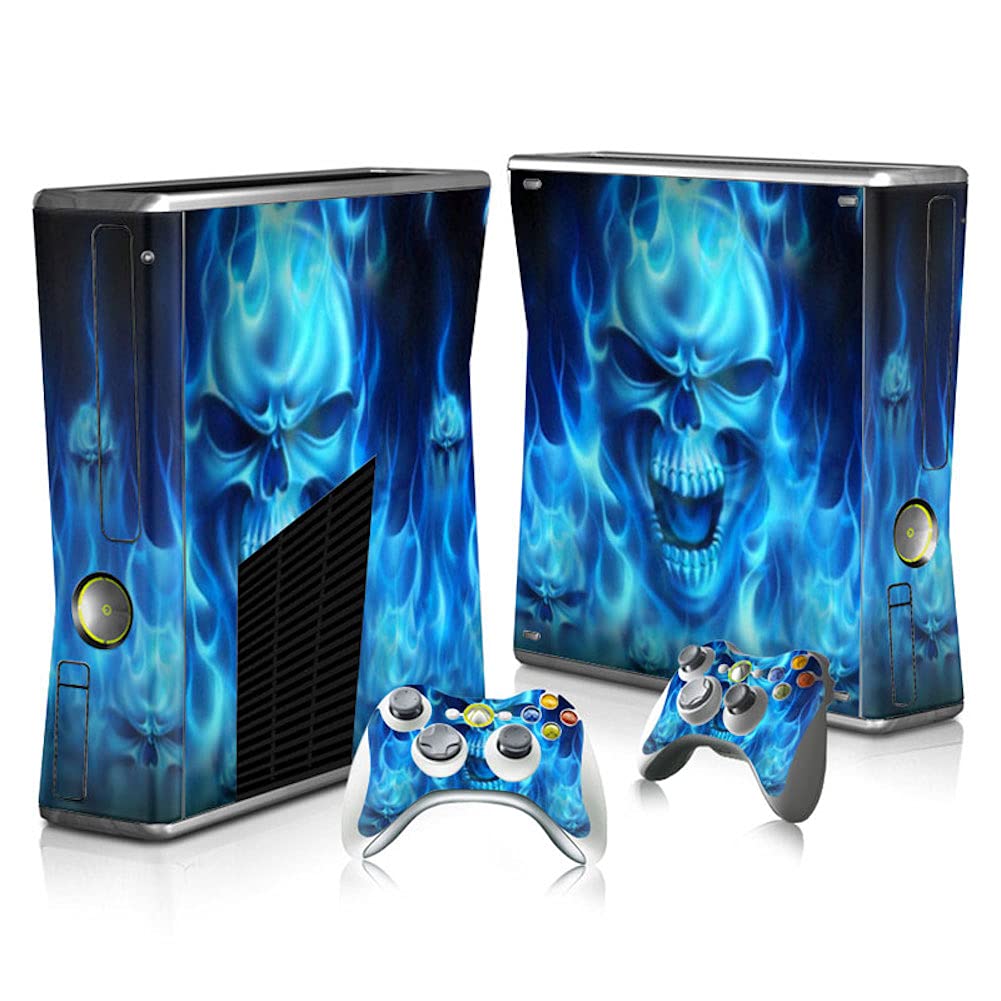 CENSTEEL Xbox 360 Slim Skins Wrap Sticker with Two Free Wireless Controller Decals, Whole Body Protective Vinyl Skin Decal Cover for Microsoft Xbox 360 Slim Console - Blue Grimace