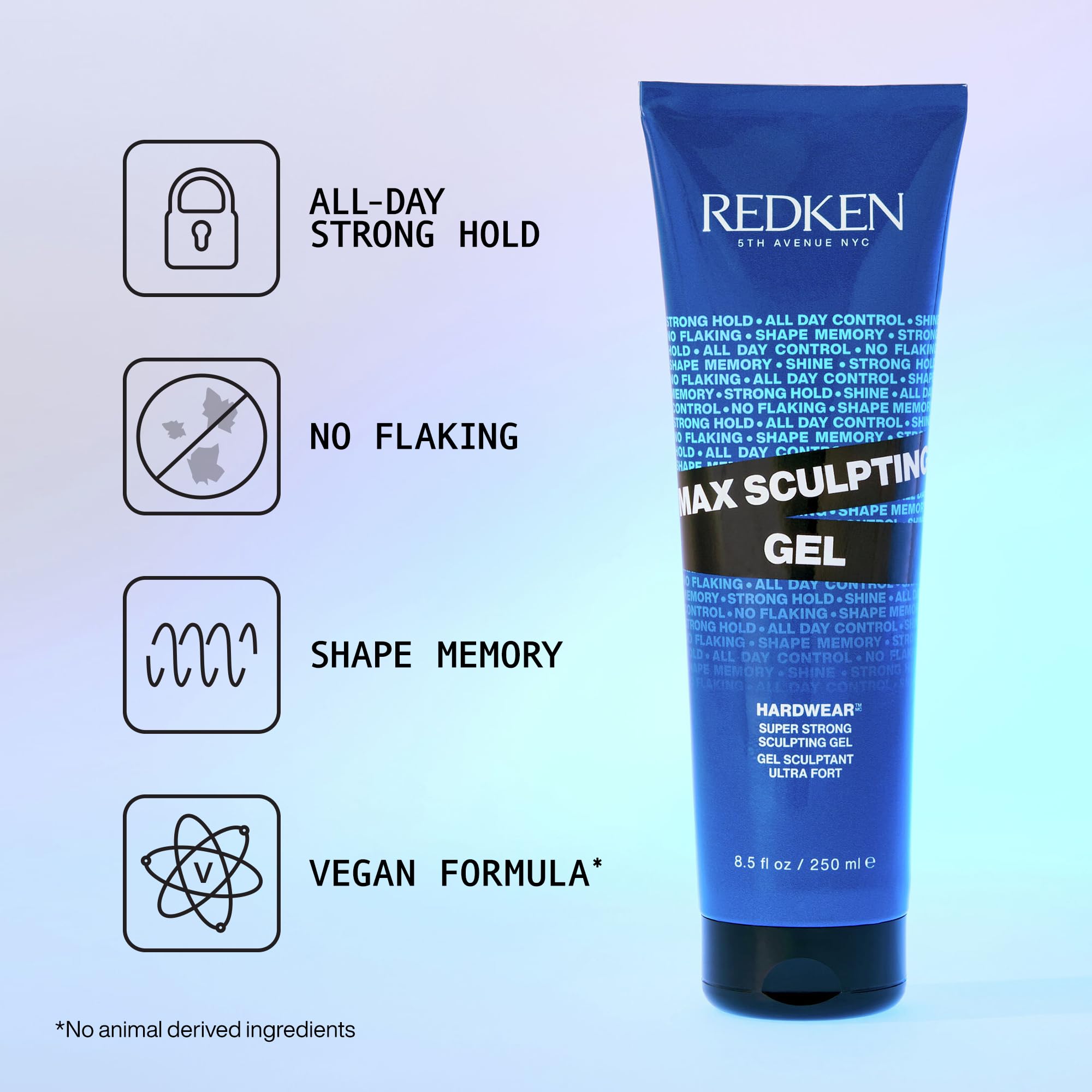 Redken Max Sculpting Gel | For All Hair Types | Provides Body & High Shine Finish | Long-Lasting Shape Styling | Flake-Free Control & Added Thickness | Maximum Hold | 8.8 Oz