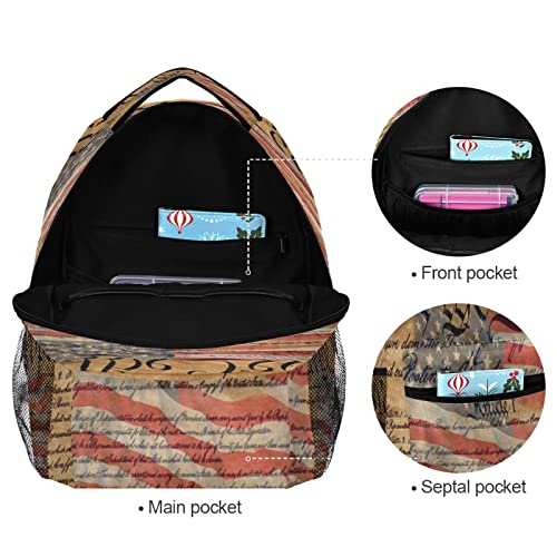 ALAZA Retro Stylish American Flag Travel Laptop Backpack Business Daypack Fit 15.6 Inch Laptops for Women Men