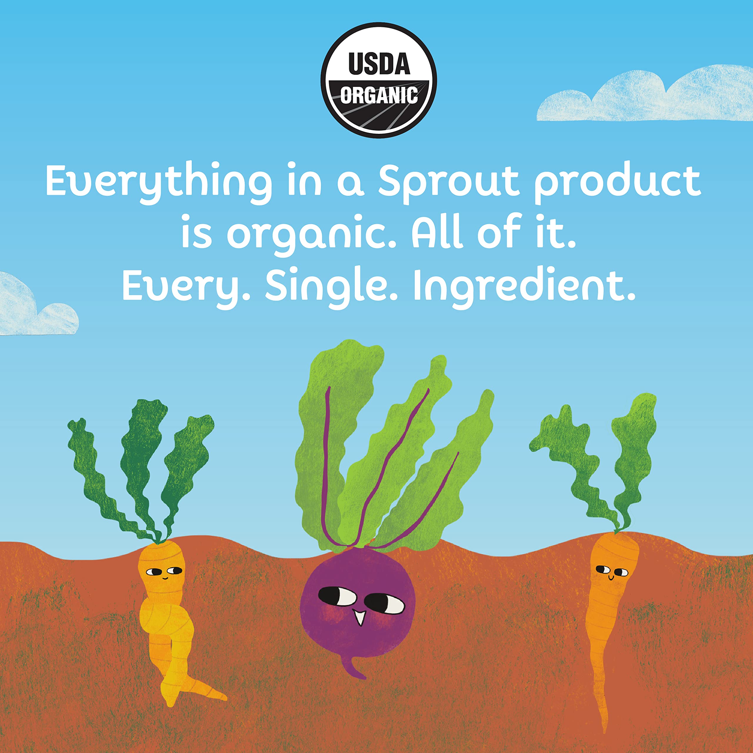 Sprout Organic Baby Food Pouches Stage 2, Organic Veggie and Fruit, Apple Banana Butternut Squash, 3.5 Ounce