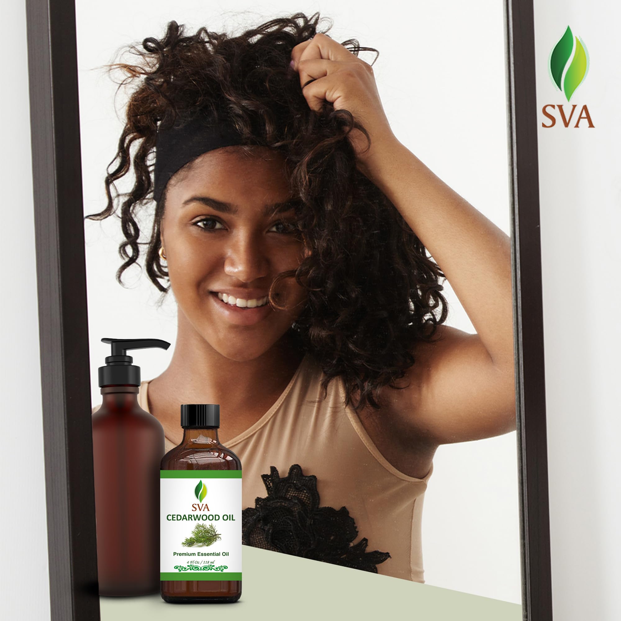 SVA Cedarwood Essential Oil – 4 Fl Oz – 100% Natural Cedar Juniperus Mexicana Oil - for Diffuser, Hair Care, Face, Skin Care, Aromatherapy, Scalp and Body Massage, Soap and Candles – with Dropper