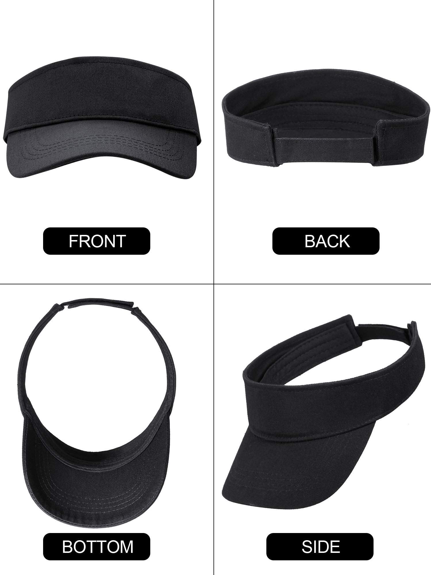 4 Pieces Kids Sports Sun Visor Hats Empty Top Baseball Cap Running Tennis Hats (Red, Light Gray, Navy Blue, Black)
