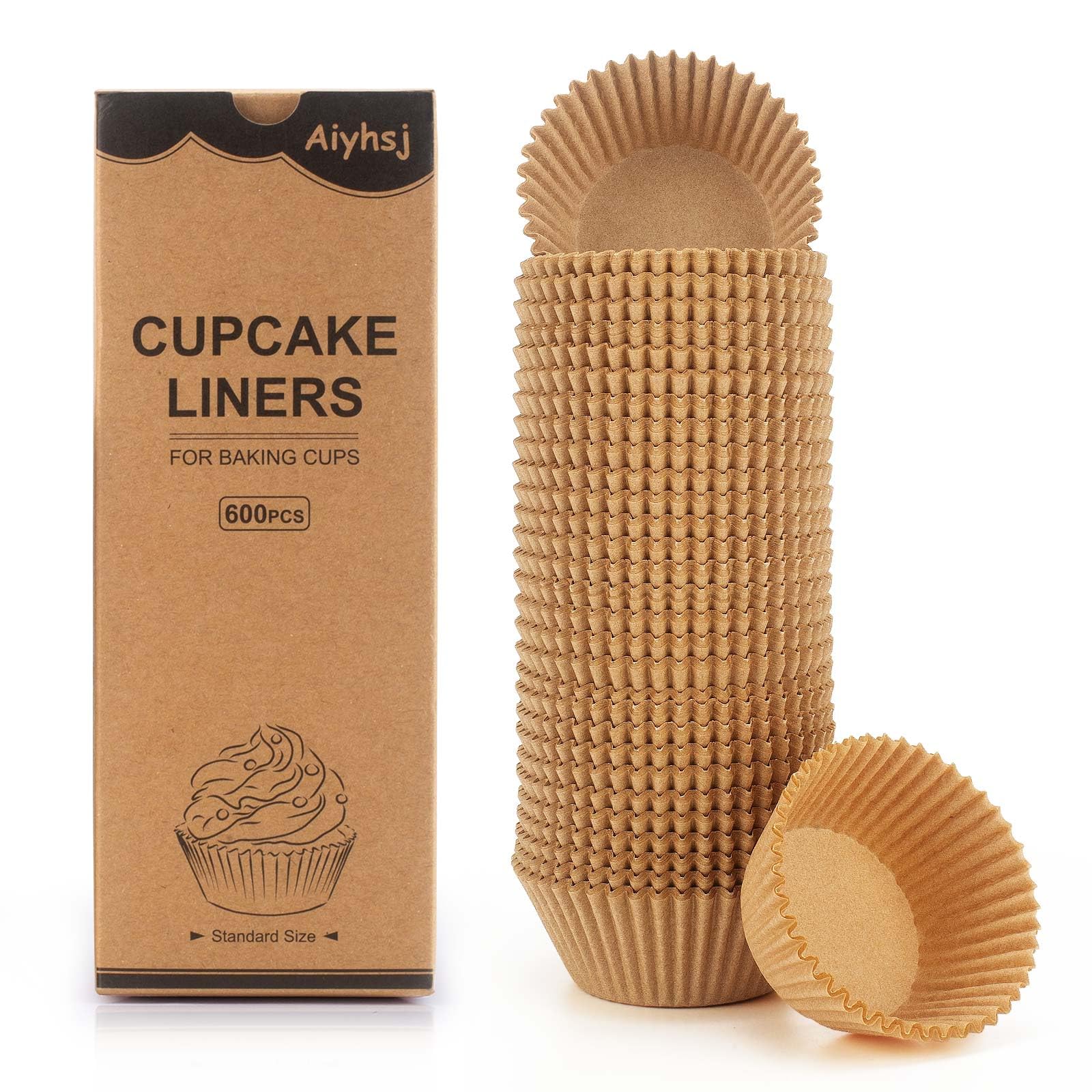 600PCS Cupcake Liners, Upgrade Parchment Paper Muffin Liners for Baking, Cupcake Wrapper for Party, Wedding, Standard Size, Natural