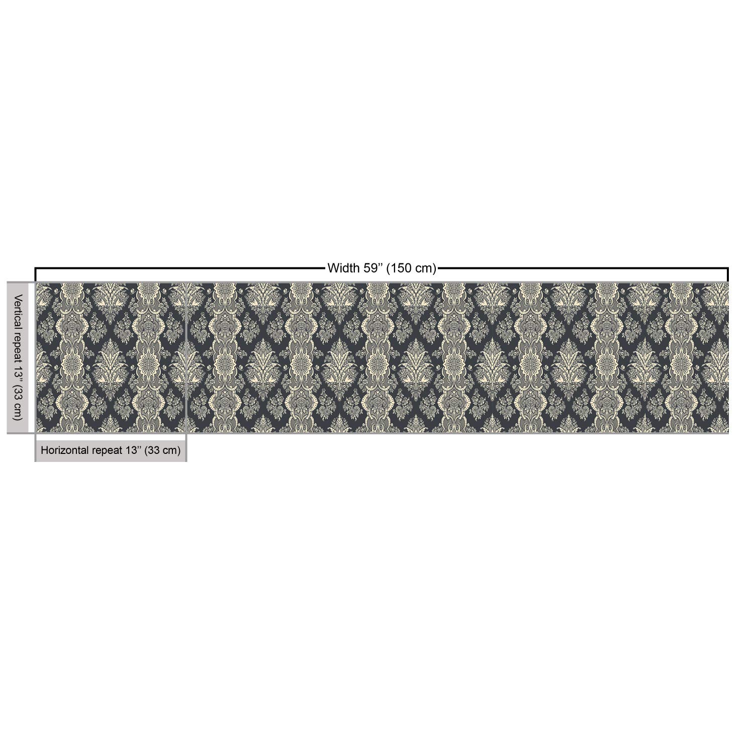 Ambesonne Damask Fabric by The Yard, Victorian Style Baroque Classic Pattern with Ornamental Floral Leaves Image, Decorative Fabric for Upholstery and Home Accents, Charcoal Grey Cream