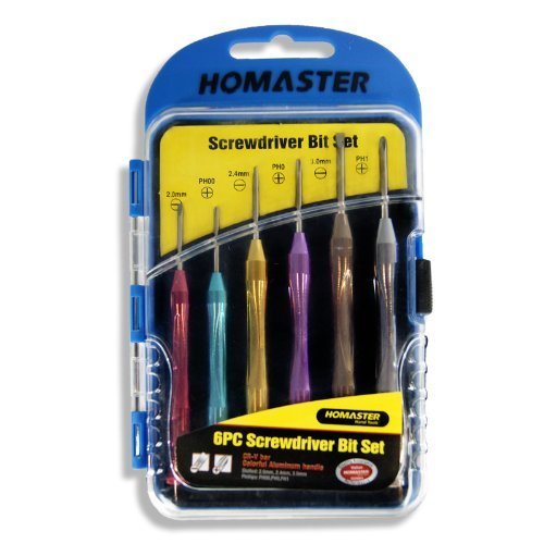 6pc Premium-Quality Micro Precision Screwdriver Set CRV Eyeglasses Watches Electronics Aluminum Handle by Homaster