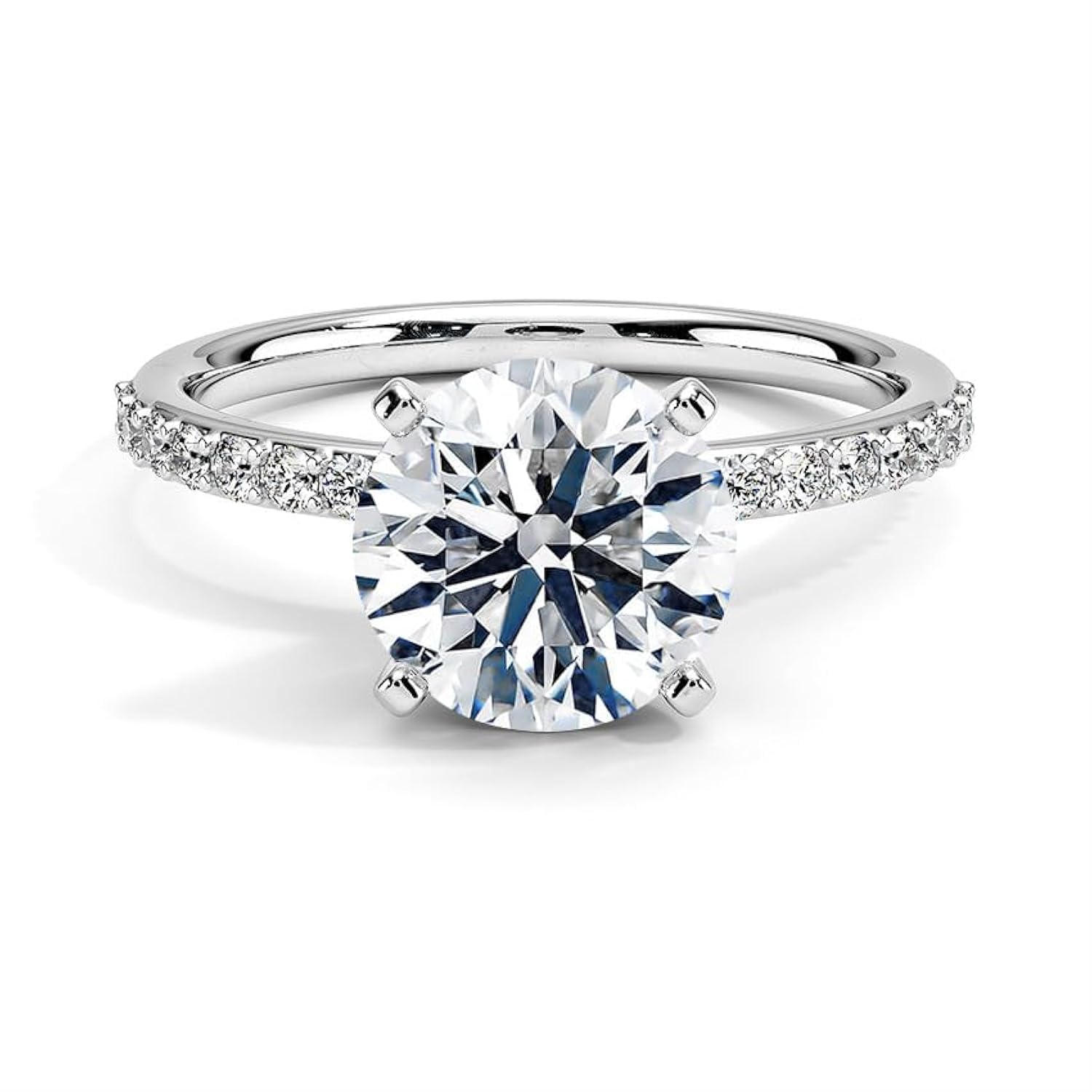 Blocaci Engagement Ring 2-1/4 CT Moissanite Round Cut Pave Engagement Rings for Women 10k 14k 18k White Gold (14K GOLD, 12)