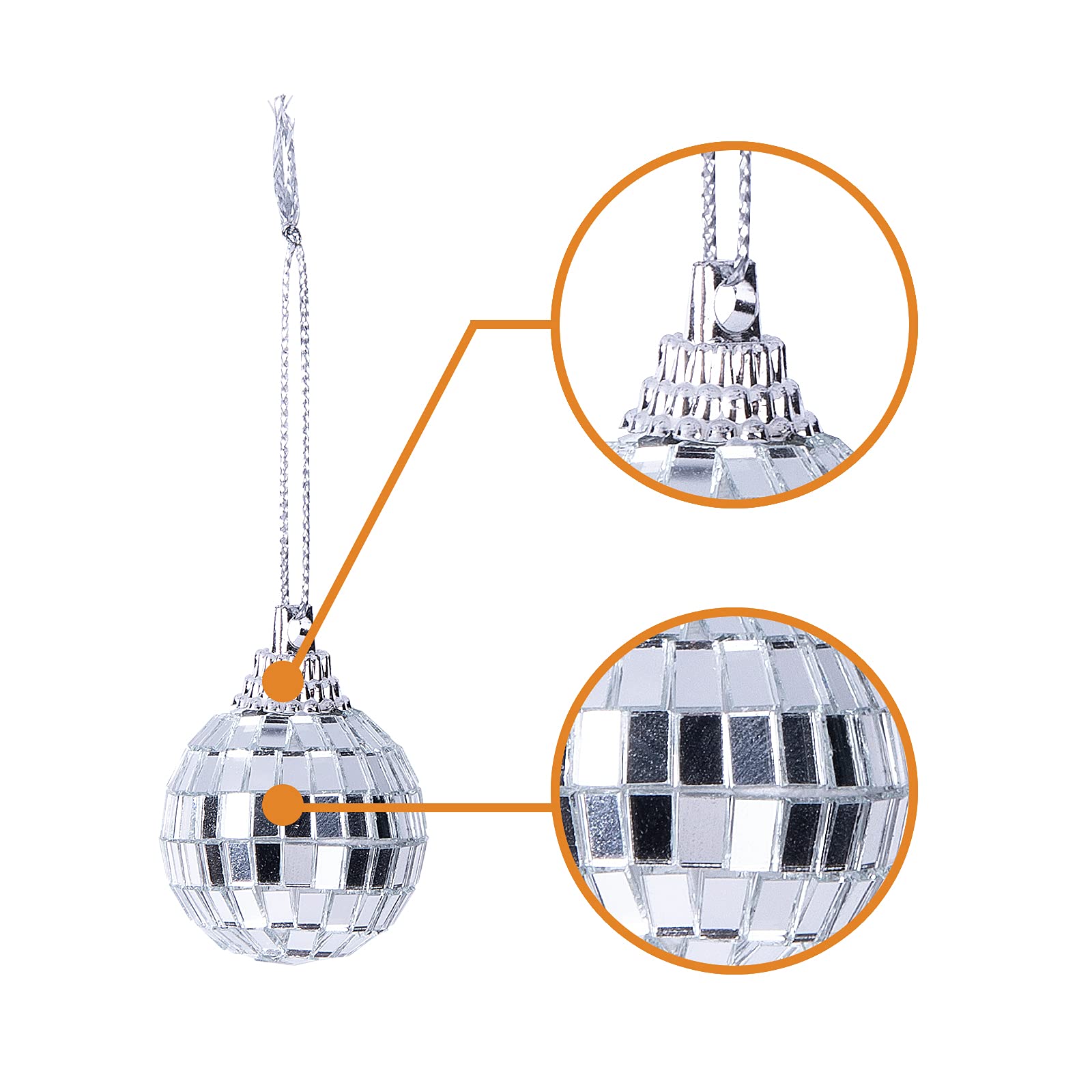 60PCS Disco Ball Ornament - 1.2 Inch Mirror Disco Ball 60s 70s Reflective Mirror Ball Christmas Tree Wedding Birthday Party Ball Ornaments