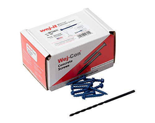 Wej-It Wej-Con Concrete Screws,1022 Heat Treated Carbon Steel, Blue R-Blocker Finish (3/16" x 1-1/4", Hex Head)