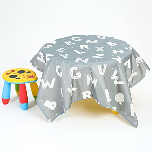 Winthome Splat Mat for Under High Chair mat, 43 x 43 Inch Alphabet Pattern Waterproof and Washable Spill Mat Anti-Slip Floor Protector for Mealtime Arts Crafts Carpet Picnic