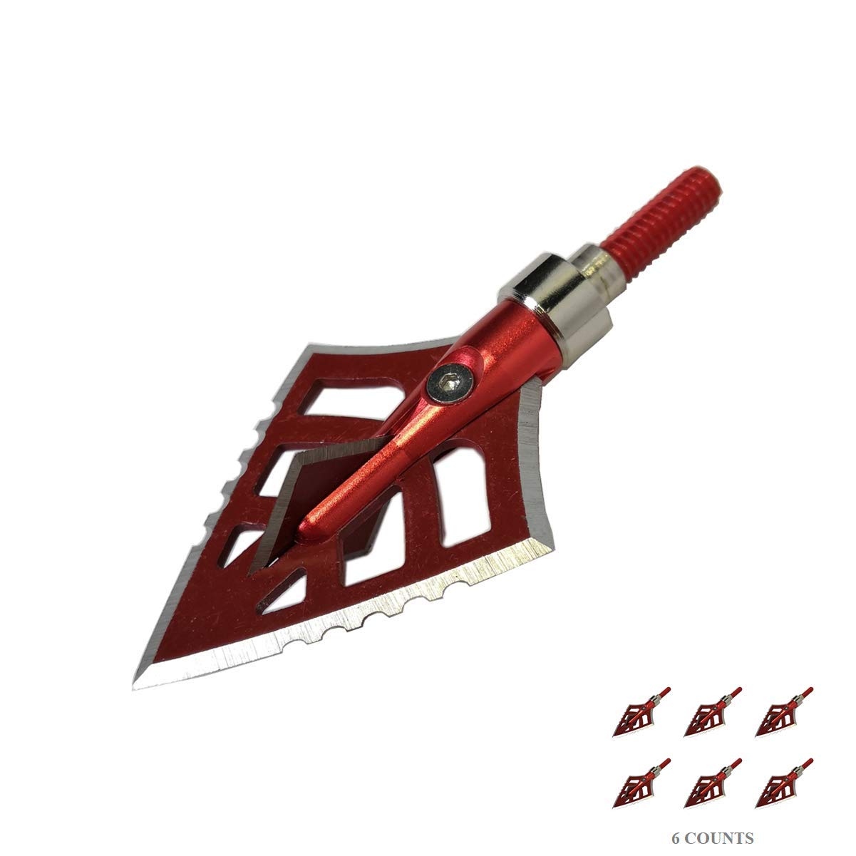6pcs DB-11 Durable Fixed Serrated Blade Broadheads 125 Grain Hunting Arrowheads 1.18" Cutting Diameter