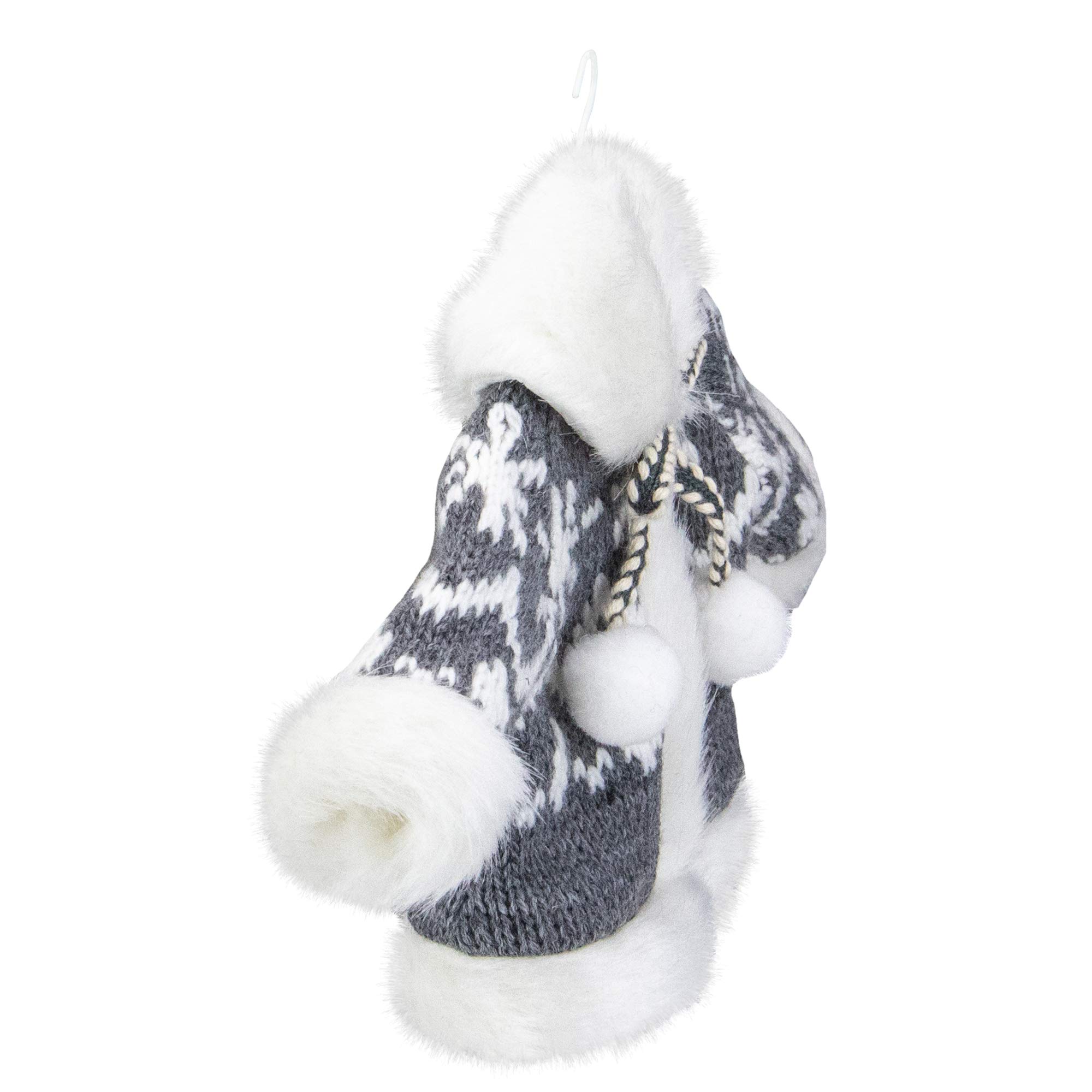 8" Gray and White Knit Nordic Print Sweater Christmas Ornament