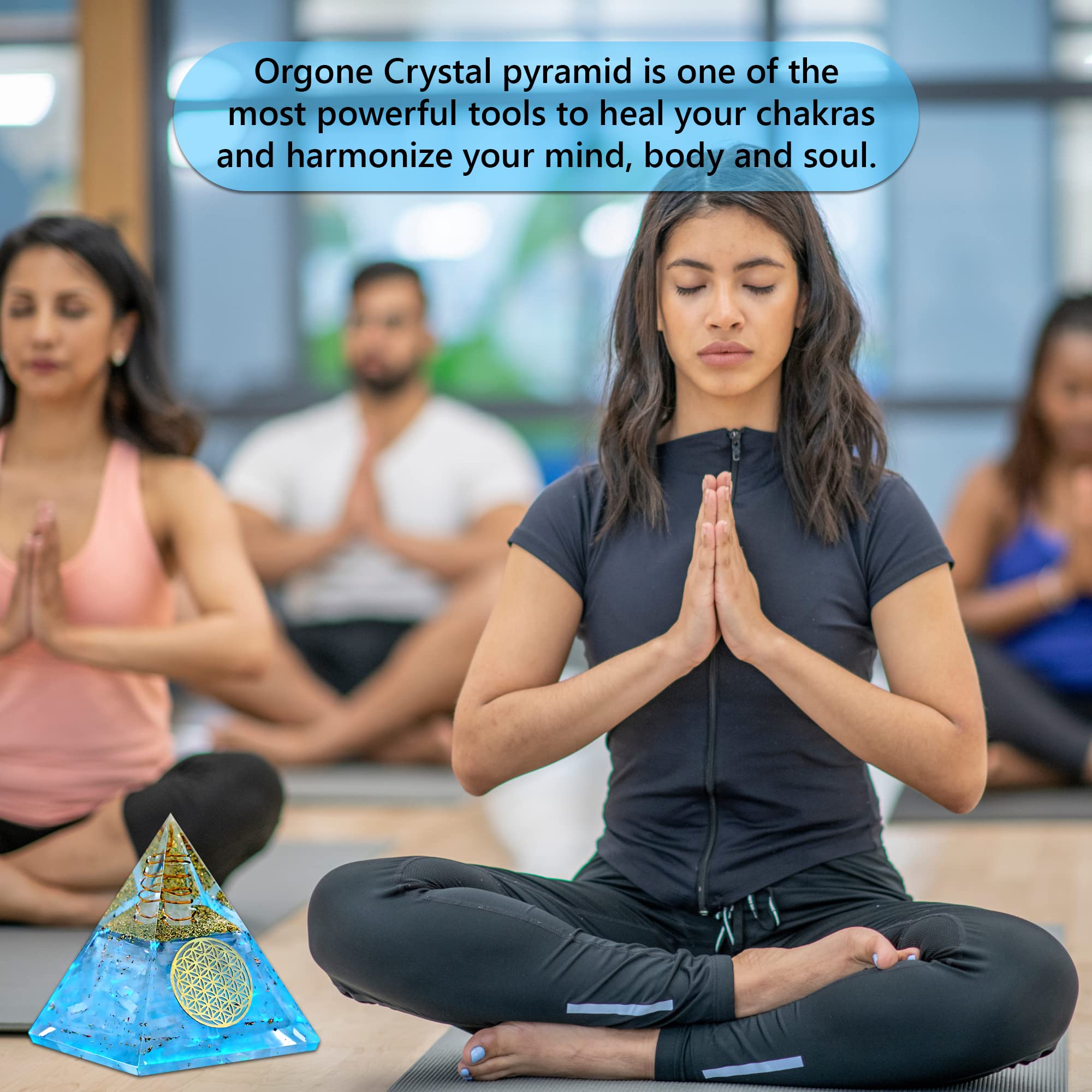 Anaya Agate Selenite Glow Crystal Pyramid – Handmade Selenite Orgone Pyramid for High Frequency Vibration, Powers of Manifestation – White Copper Pyramid Promotes Peace and Calmness