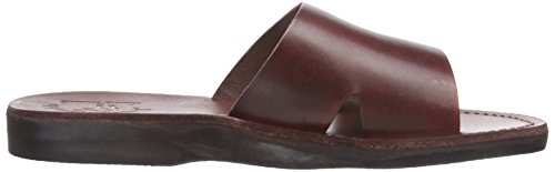 Bashan - Leather Wide Strap Slide Sandal - Brown