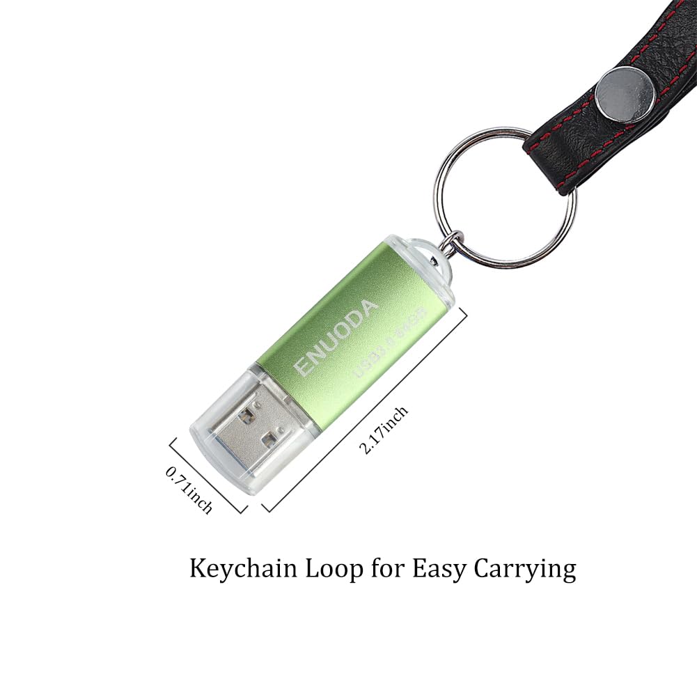 ENUODA 64GB USB Flash Drive 64GB Thumb Drives High Speed USB 3.0 Memory Stick Jump Drive Pen Drive for Storage and Backup (Green)
