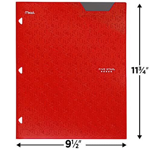 Five Star 2-Pocket Folder, Plastic Folders with Stay-Put Tabs, Fits 3-Ring Binder, Holds 8-1/2” x 11" Paper, Writable Label, Assorted Colors (38065), 4 Count (Pack of 1)