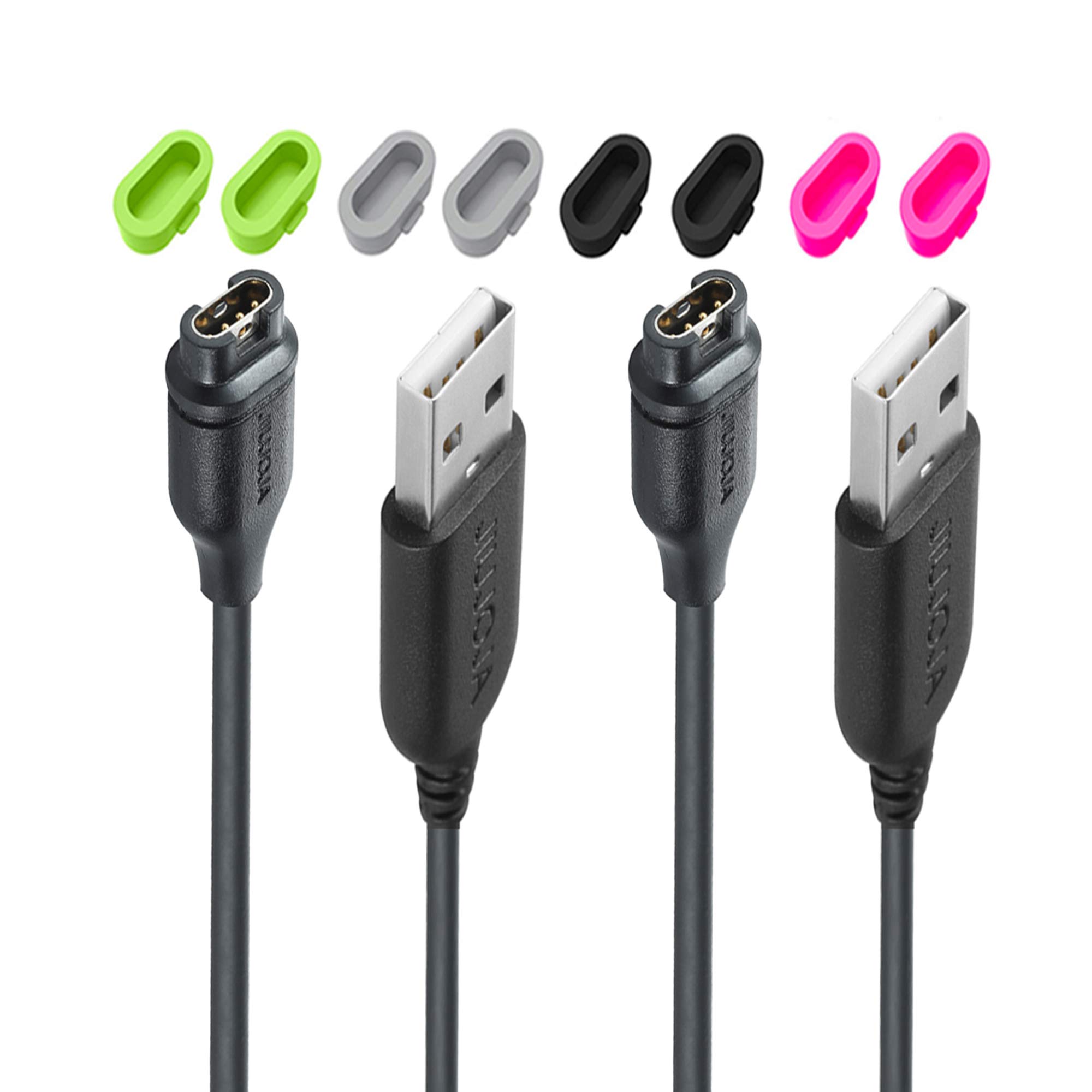 JIUJOJA Charger Cable Compatible with Garmin Watch - 3.93ft Length (2Pack) and 8pcs Colour Protector