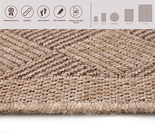 Adiva Rugs Jute Sisal Area Rug in Natural Look for Indoor Outdoor Use, Comfortable, Strong, Durable, Patio, Porch, Hallway (Mocca, 2β X 3β)