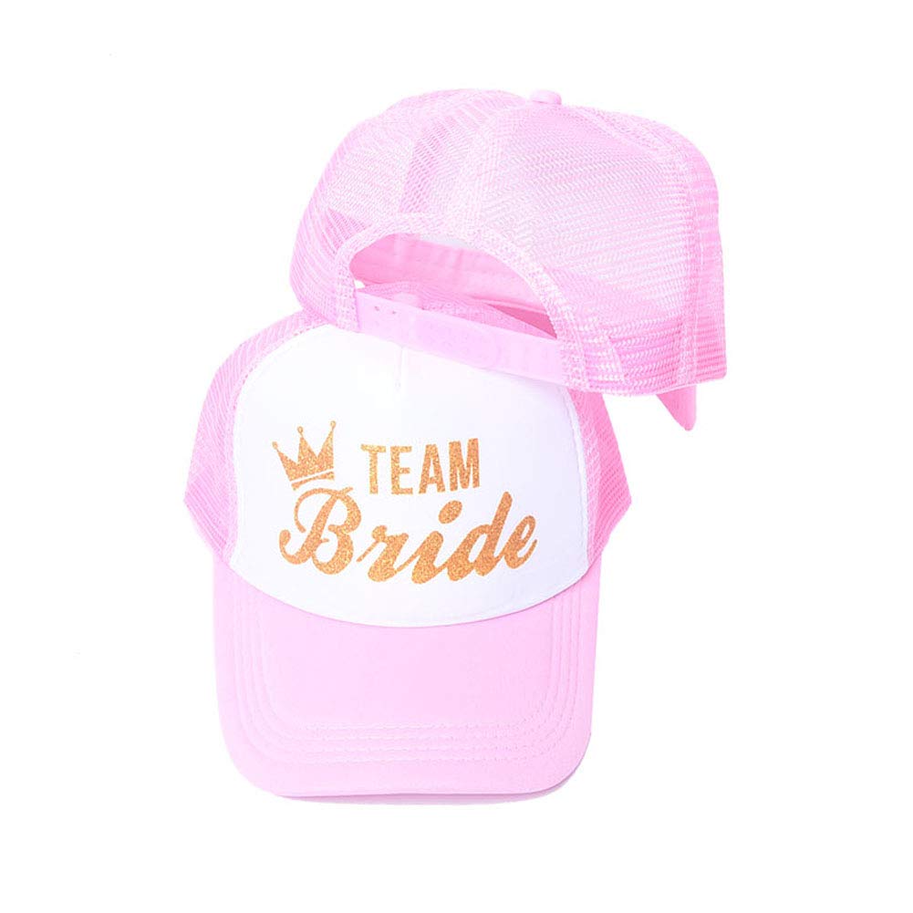 6 Pack Pink Team Bride Baseball Hats Bachelorette Party Bridal Wedding Shower Mesh Caps for Women Girls