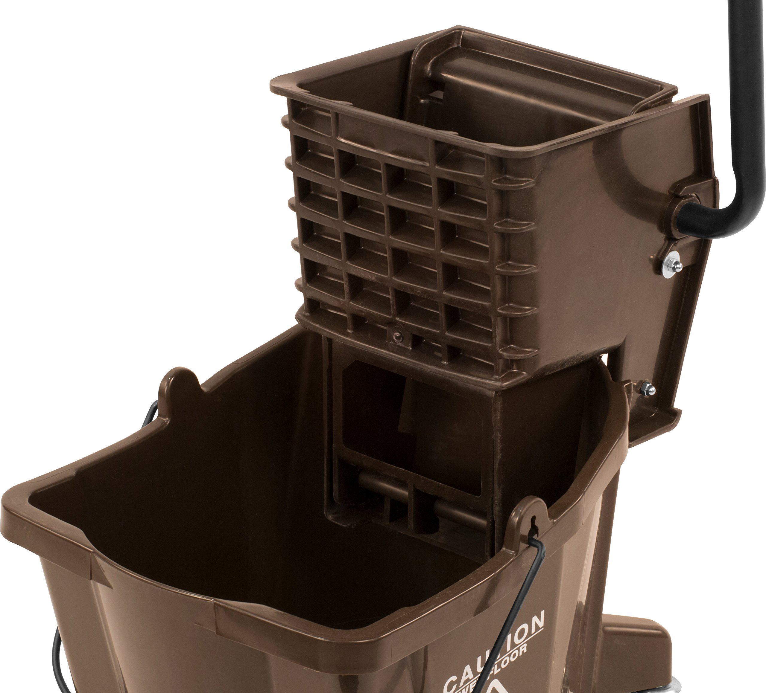 CFS 3690469 Commercial Mop Bucket With Side Press Wringer, 35 Quart Capacity, Brown
