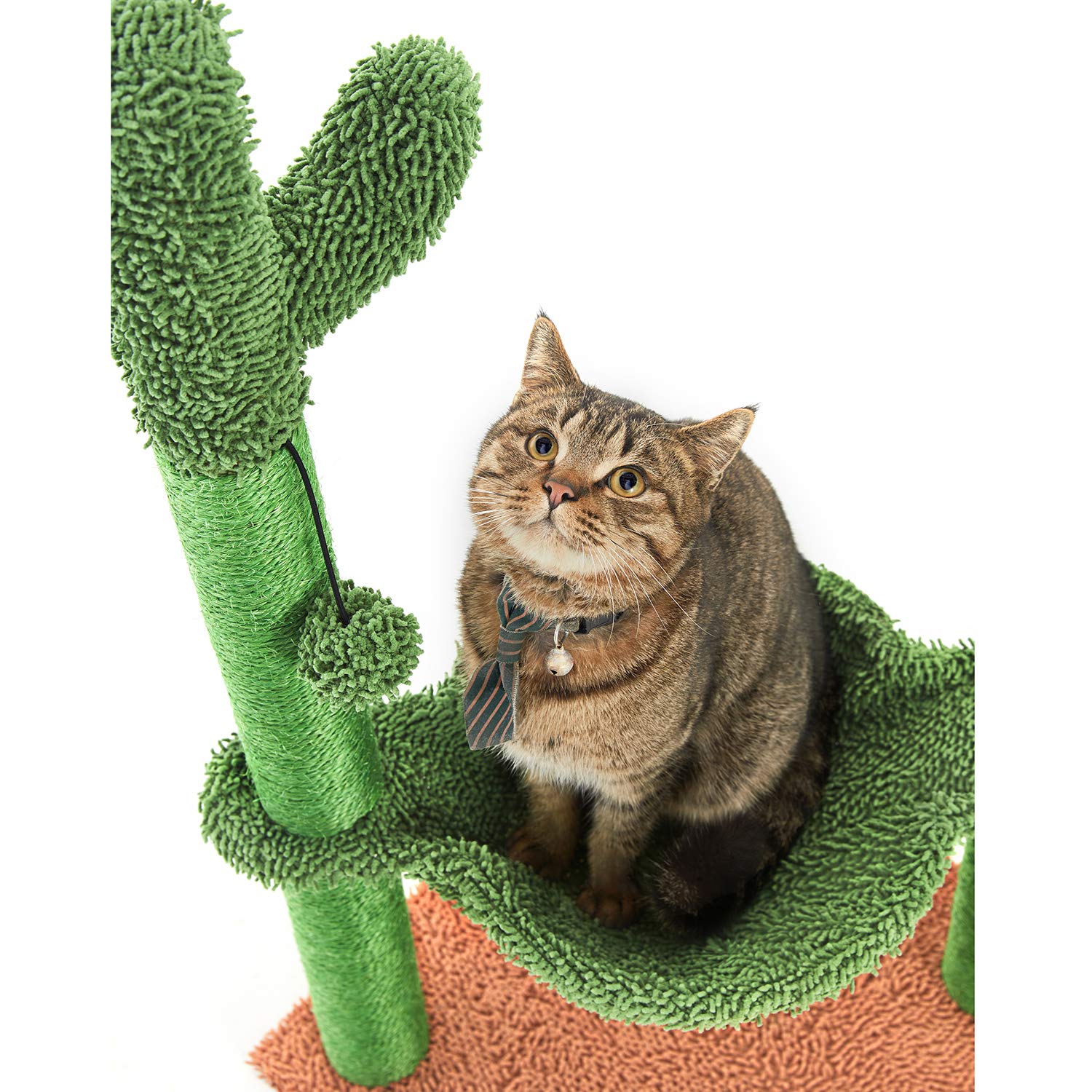 Catinsider 31" Cactus Cat Tree with Hammock and Full Wrapped Sisal Scratching Post for Small Cats Only Brown Medium
