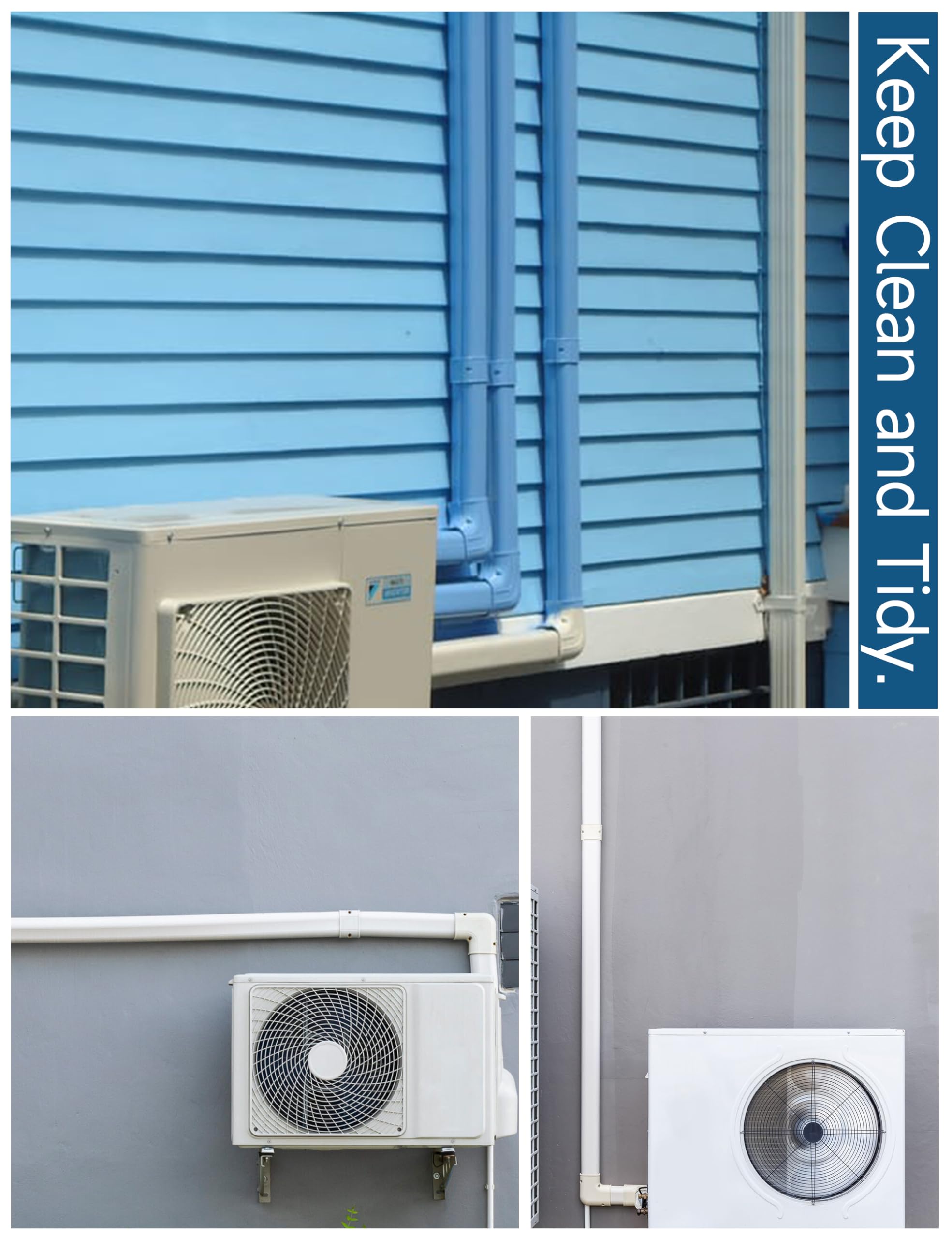 4" 7.5Ft Mini Split Line Set Cover Kit, PVC Decorative Line Set Cover for Mini Split Air Conditioners, Central AC and Heat Pumps