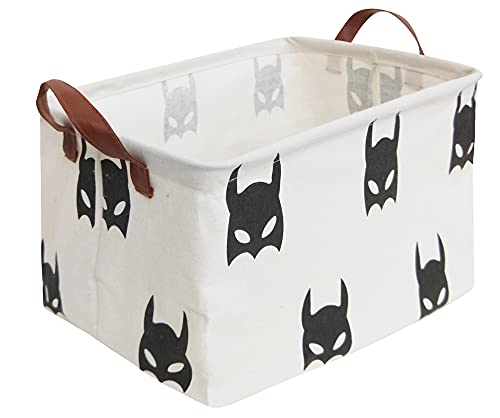 HIYAGON Kids Storage Basket Batman Easter Basket Cute Basket Empty Toy Storage Bin Organizer Box Rectangular Room Decor for Home Books(Black bats)