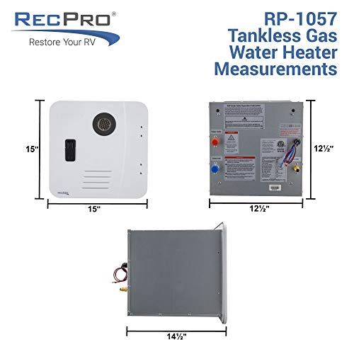 RecPro RV Tankless Water Heater | On Demand Hot Water Heater | Gas Water Heater | Remote Control Included (Black)