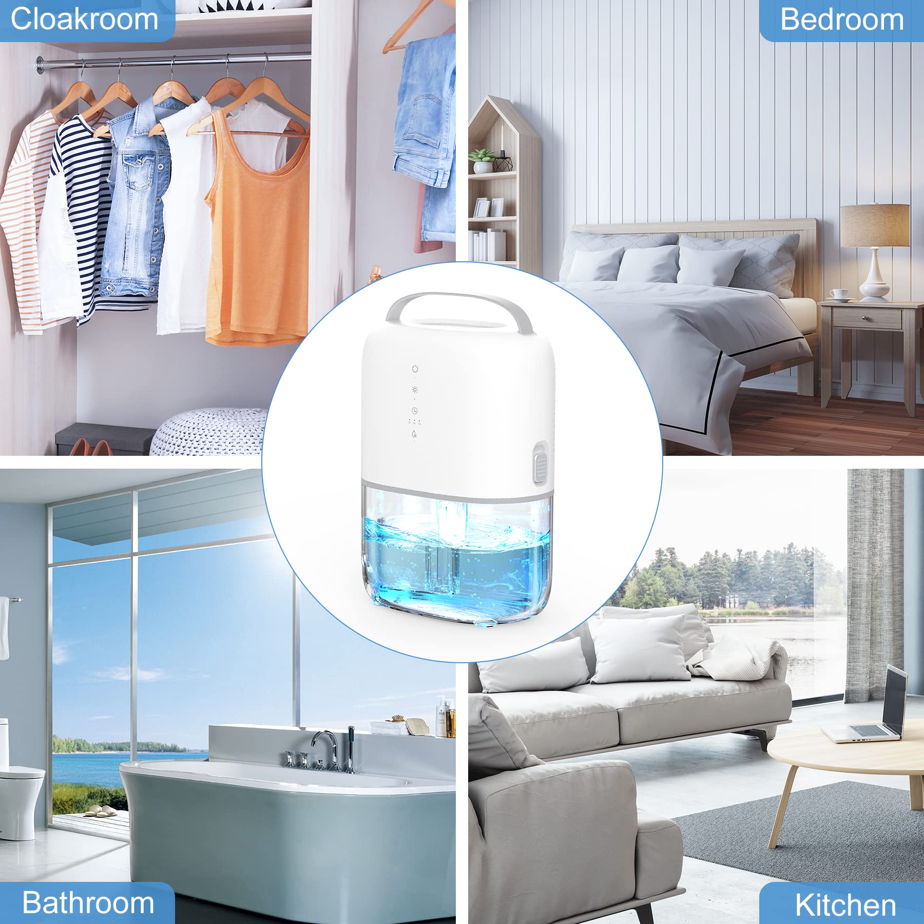 Dehumidifiers, Small Dehumidifiers for Home 320 Sq.Ft with Timer, LED Light 50oz(1500ml) Auto Defrost Portable Dehumidifiers for RV Bedroom Bathroom Closet Kitchen Office, Ultra Quiet