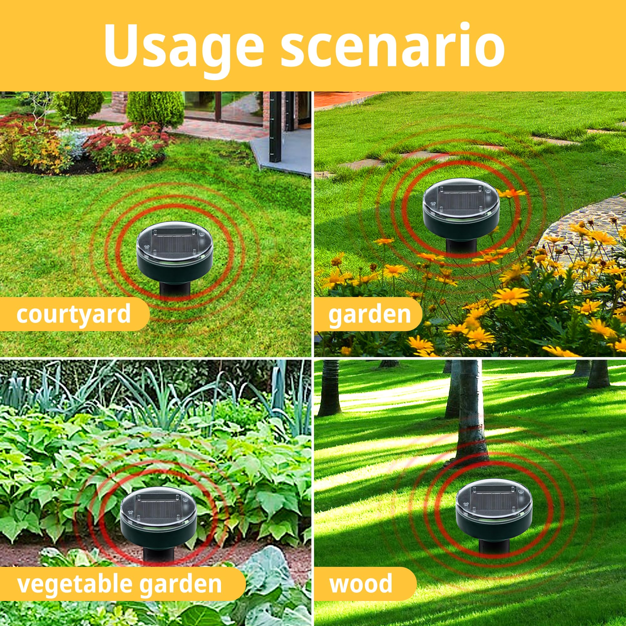 6pk Solar Upgrade Mole Repellent for Lawns Gopher Repellent Ultrasonic Powered Snak Repellent Deterrent Mole Repeller Mole Repellent Outdoor Lawns Yard Garden All Pests Stakes Chaser Sonic Spikes (6)