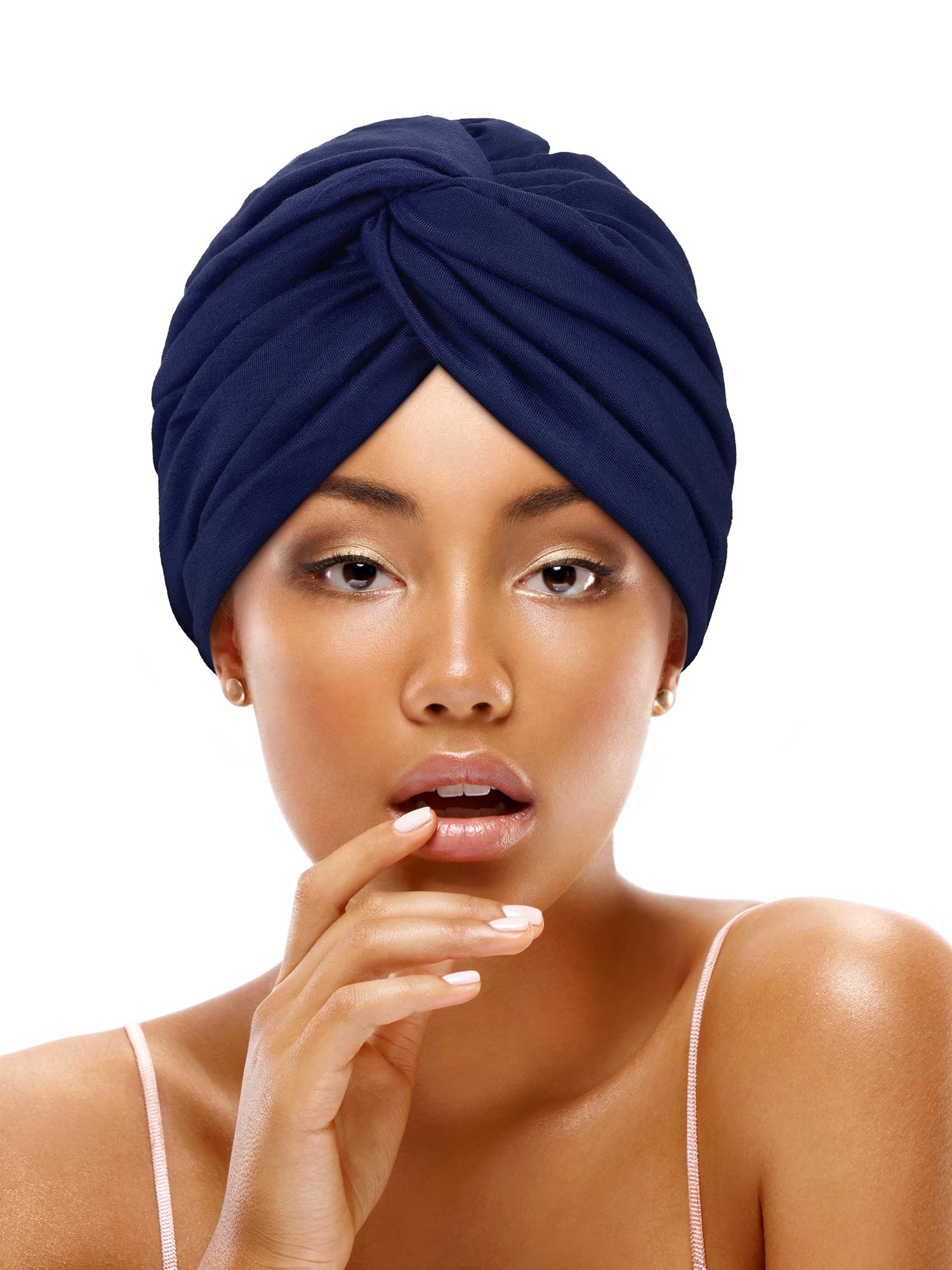 4 Pieces Turbans for Women Silk Satin Lined Turban Head Wrap Adjustable Twisted Turban Headwrap Hair Cover Wrap (Retro Color)