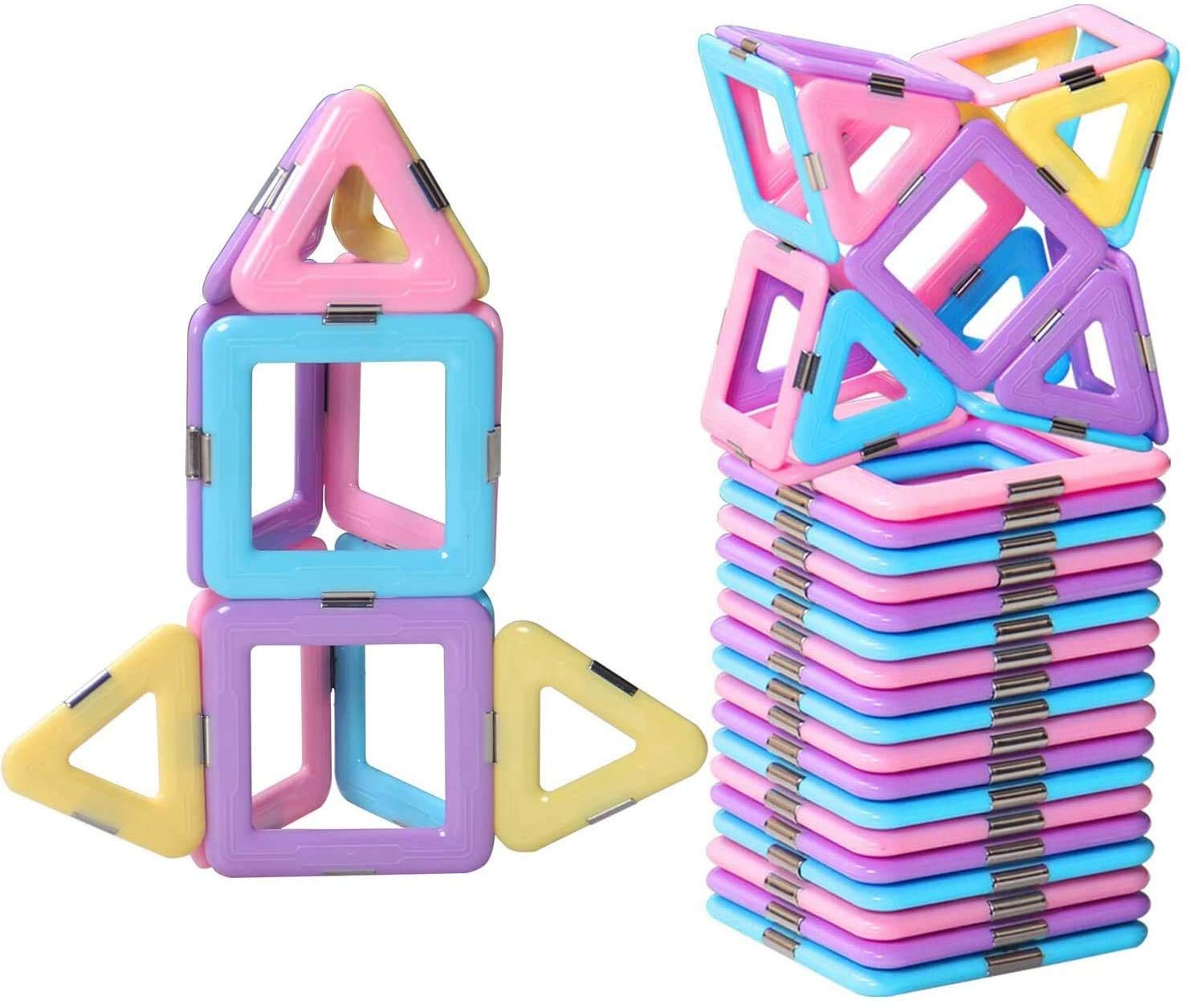 DEJUN Magnetic Building Sticks Building Blocks Set, Magnet Educational Toys Magnetic Blocks Sticks Stacking Toys Set, Interlocking Toy for Toddlers Girls and Boys Gift (30 Piec)