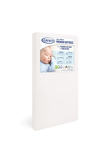 Graco Hadley Convertible Crib and Mattress Set, White | Includes 4-in-1 Convertible Crib with Drawer, Premium Foam Crib and Toddler Mattress