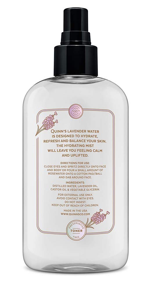 Quinn’s Lavender Water- Natural Pillow Spray - Relaxing Aromatherapy - Facial Body Mist 8 Ounce
